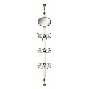 Artika Neptune SC-NEP3-C Extendable Shower Caddy with 1 Mirror and Adjustable Racks and Shelves, Stainless Steel