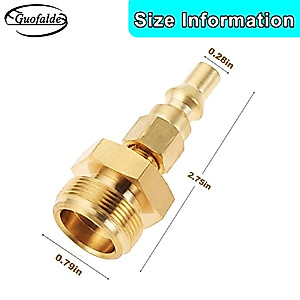 GUOFALDE 1/4" Quick Connect Disconnect Plug, Low Pressure Convert, Propane Brass Adapter Quick Connect Fitting, with 1lb Bottle Tank Thread for RV Portable BBQ Grill, Heater