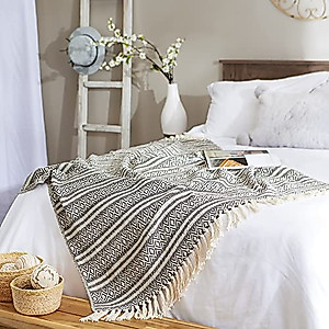 DII Rustic Farmhouse Cotton Adobe Stripe Blanket Throw with Fringe for Chair, Couch, Picnic, Camping, Beach, & Everyday Use, 50 x 60