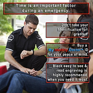 My Identity Doctor Leather Medical ID Bracelet, Steel ID Plate