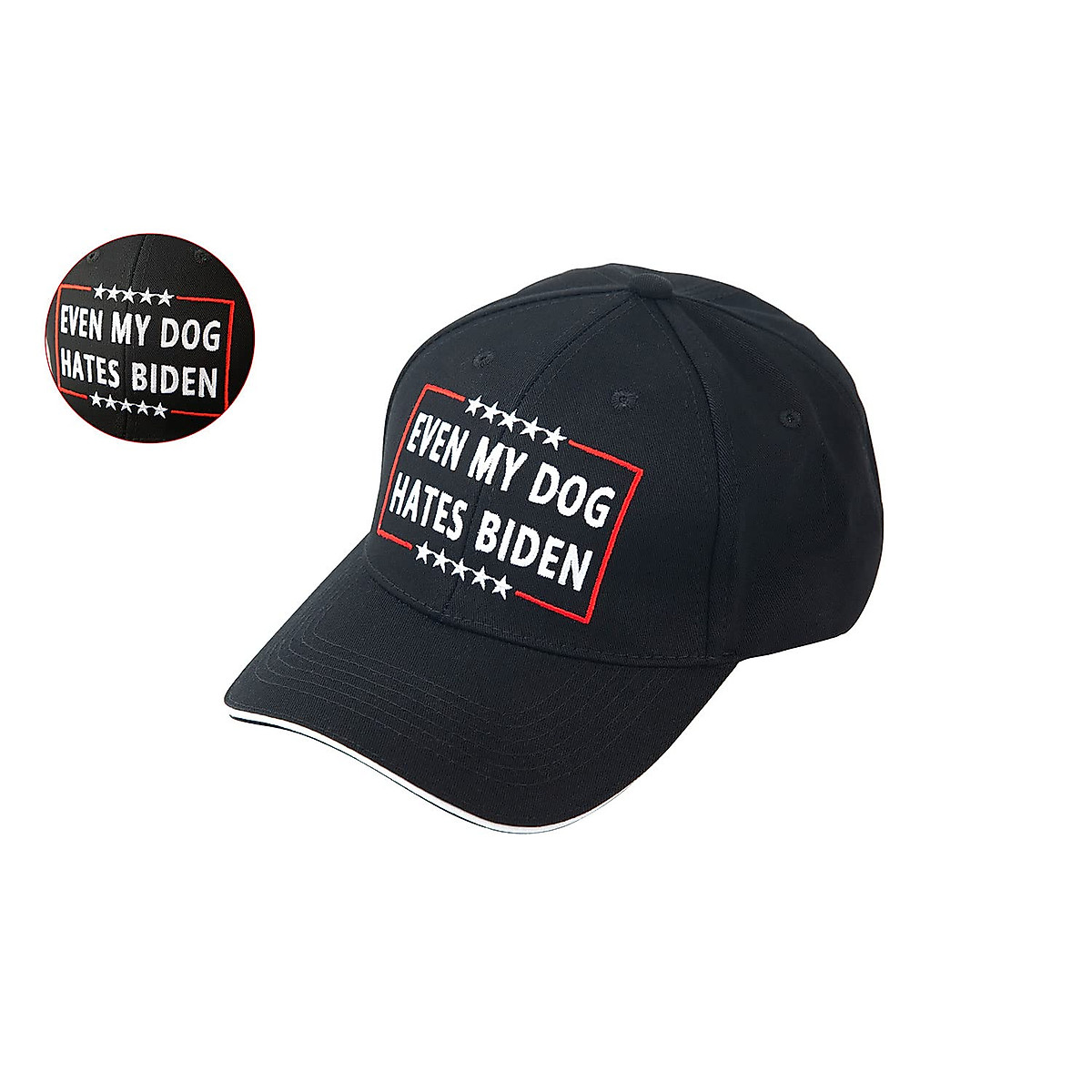Even My Dog Hates Biden Funny Anti Biden Humorous Sarcastic Political Joke Conservative Anti Liberal Pro America Hat Adjustable Baseball Cap Unisex Men&Women Black