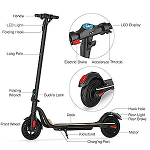 MEGAWHEELS Electric Scooter, 3 Gears, Max Speed 15.5 MPH, Up to 17 Miles Rang 7.5 Ah Powerful Battery with 8'' Tires Foldable Scooter for Adults Longer Deck, Load 265 lbs