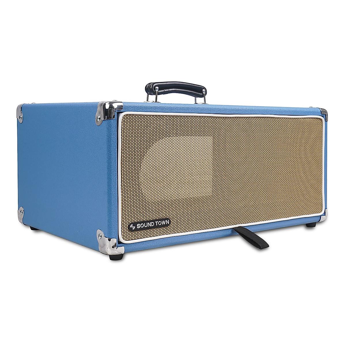 Sound Town Vintage 4U Amp Rack Case, 12.5" Depth with Rubber Feet, Dust Cover, Kickstand, Beau Blue (STVRC-4BL)