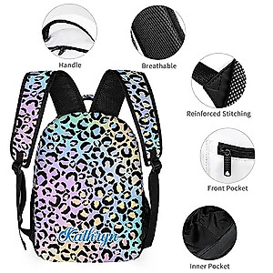 Sanley Personalized Leopard Print Backpack Set with Name 3-in-1 Backpack Set with Lunch Bag Pencil Case Custom Cute Leopard Backpack Set Large Capacity Backpack,Style 11