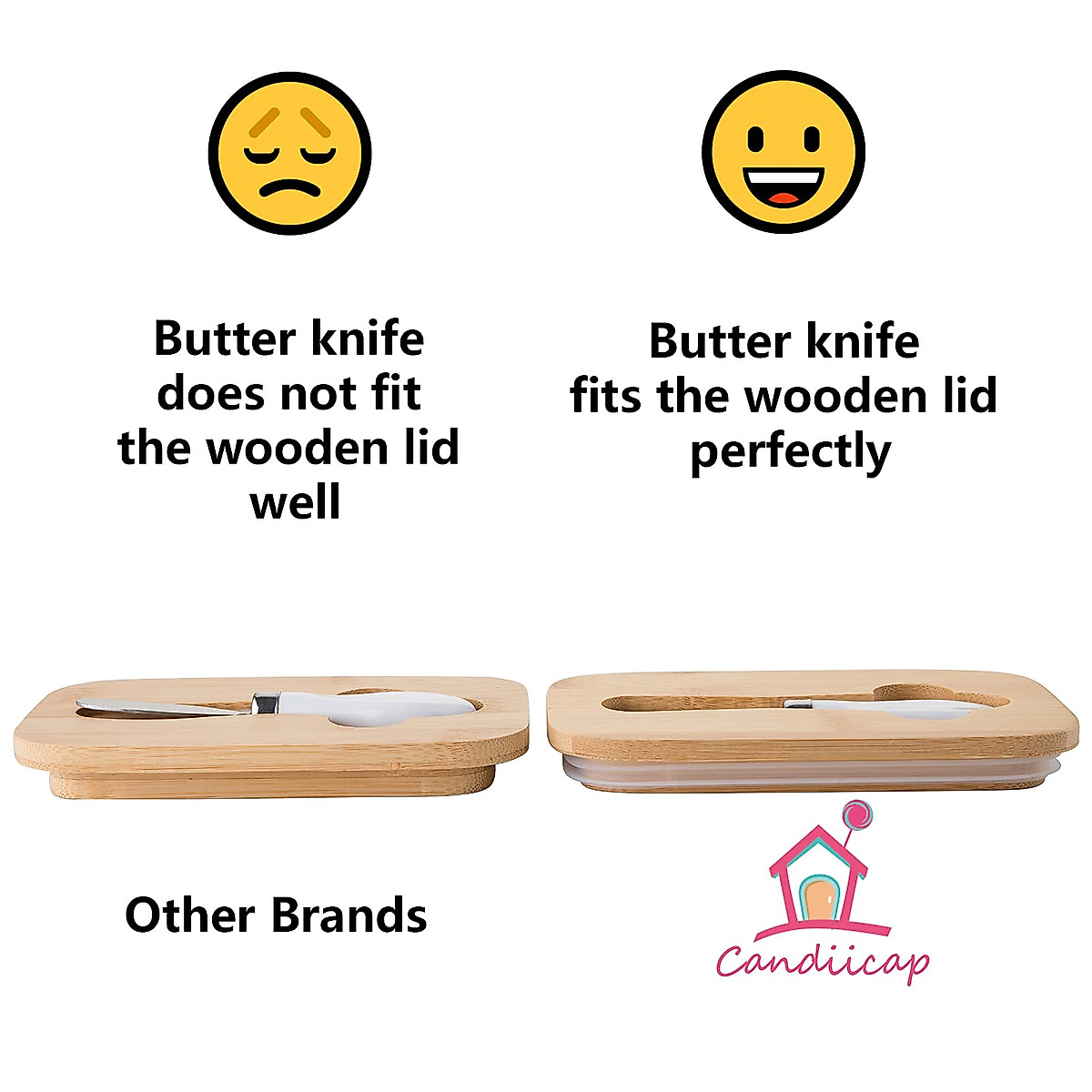Porcelain Butter Dish with Knife & Wooden Lid, Candiicap Airtight Butter Keeper for Countertop, Large Butter Holder for East West Coast Butter(Matte Pink)