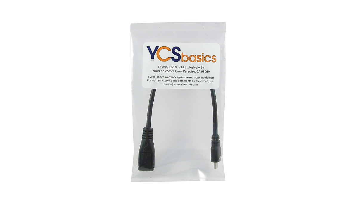 YCS Basics Black 6 Inch Micro USB Extension Cable for Charging & Sync