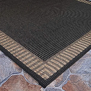 Couristan Recife Wicker Rug, 5-Feet 3-Inch by 7-Feet 6-Inch, Stitch/Black/Cocoa