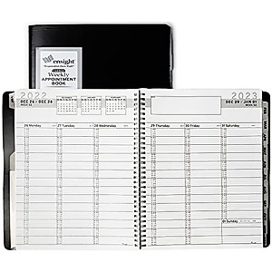 2023 Ensight Tabbed Appointment Book & Planner (8.5 x 11) inches, Daily Hourly Weekly Planner, Calendar and Schedule Book 15-Minute time Slots, Durable Twin-Wire Fastening, Business and Personal (2023 Black New Edition)