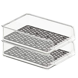 Spectrum Diversified Hexa in-Fridge Small Refrigerator Bin for Storage and Organization of Fruit Vegetables Produce and More, 8.5 x 6 x 2.25, Clear/Dark Gray