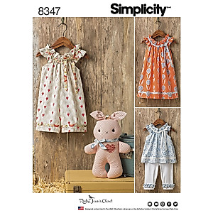 Simplicity US8347A Toddler's Dress, Knit Capris, and Stuffed Animal Sewing Patterns, Sizes 1/2-4