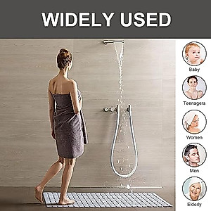 TIJIDE Bathtub mat Non Slip Shower mat, Bath mats for Bathroom Non Slip 35.4 x 15.7 Inch for Bath and Shower Non-Slip use Quick Drain Easy to wash Cut and Store