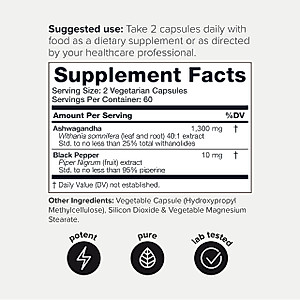 Toniiq 52,000mg 40x Concentrated Extract - 25% Withanolides - Ultra High Strength Ashwagandha Capsules - Wild Harvested in India - Highly Concentrated and Bioavailable Supplement- 120 Veggie Capsules