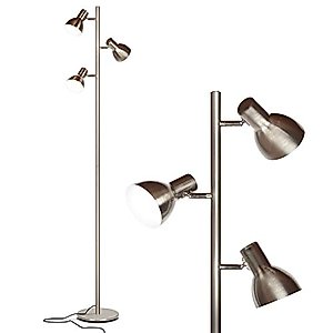 Brightech Ethan Floor Lamp, Dimmable Standing Lamp for Bedroom Reading, Great Living Room Décor, Modern LED Lamp for Living Rooms, Tall Tree Lamp for Offices - Nickel