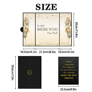 DARUNAXY Black Gold Farewell Party Decorations, We Will Miss You Very Much Alternative Signature Guest Book for Men Women Going Away Gifts Signing Card Board for Retirement Graduation Party Supplies