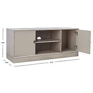 SAFAVIEH Home Collection Aliyah Greige 2-Door 1-Shelf Entertainment Media Stand up to 55" Flatscreen TV