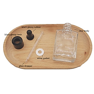 PimyRcyi Glass Bottle for Essential Oils,1 oz Small Empty Drop Bottle, 30ml Square Essence Glass Lab Dropping Serum Container (Clear,12PCS)