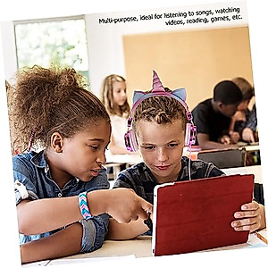 UKCOCO Headphones with mic Noise canceling Headphones Noise Cancelling Headphone Headphones for Computer Headphones for Cat Ear Game Headset Pink Headphones abs with Wheat