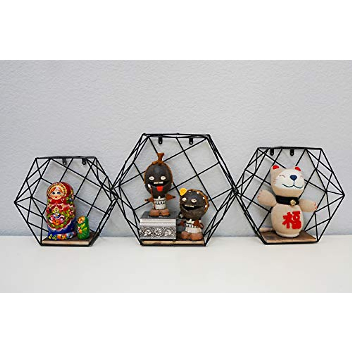 Admired By Nature Wall-Mounted Metal Wire Hanging Storage Shelves, A. Black