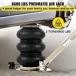 VEVOR 3 Ton/6600 lbs Triple Air Bag Jack Lift Up to 15.75 Inch, 3-5S Fast Lifting Air Bag Jack for Cars with Adjustable Long Handle (Beige)