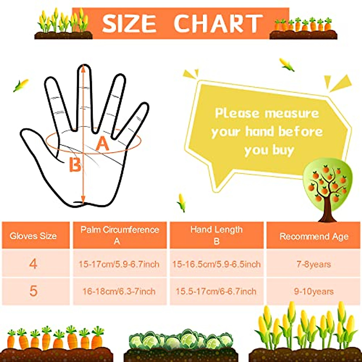 Yetene 8 Pairs Kid Garden Gloves Children Rubber Gardening Protective Gloves for Toddler Boys Girls Yard Work Activity(Blue, Orange,9 Years)