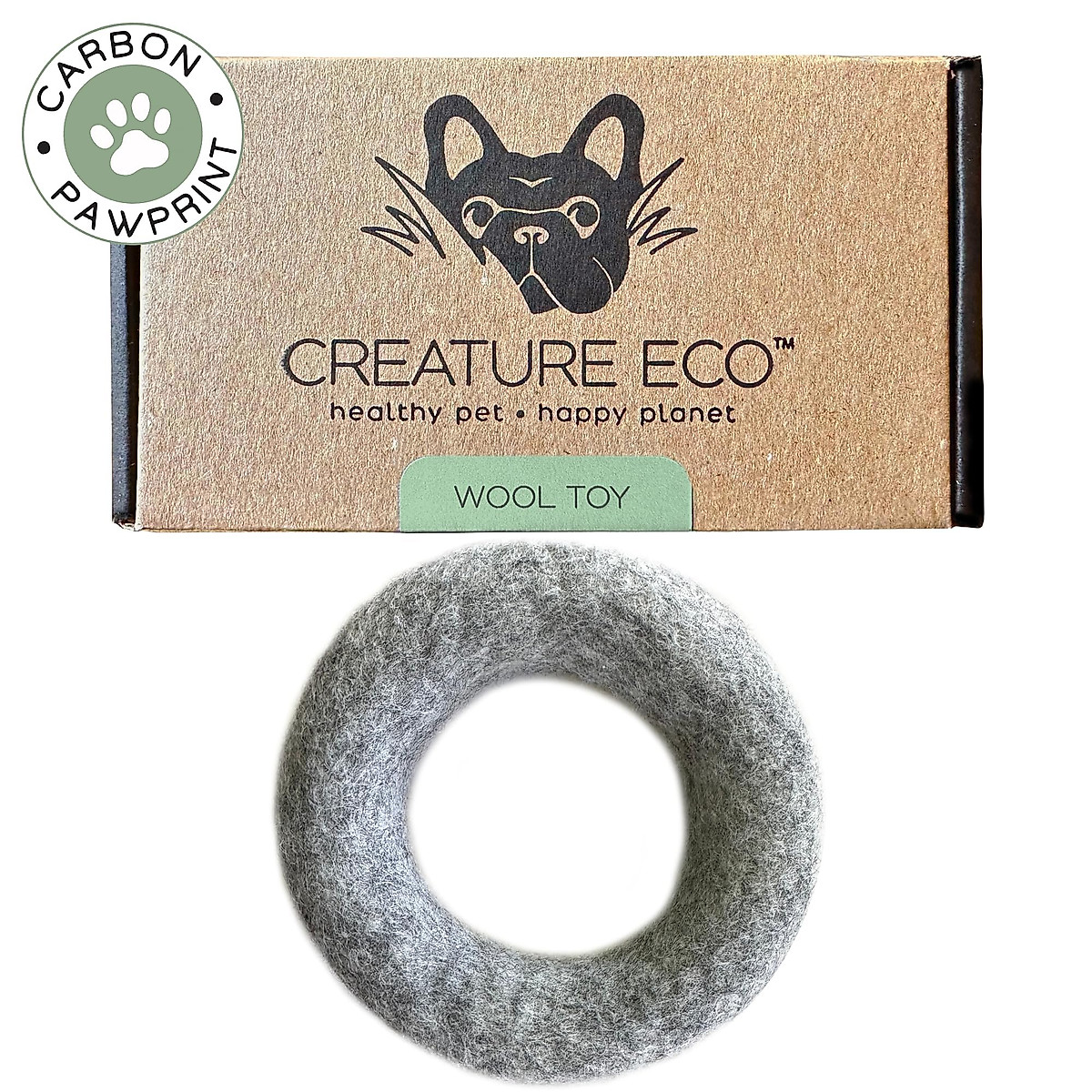 Creature ECO Organic Wool Ring Dog Toys for Moderate Chewers - Eco-Friendly Puppy Toys for Interactive Play - Natural Non Toxic Fetch Toy, Safe for Your Pet & The Planet - 1 Pack