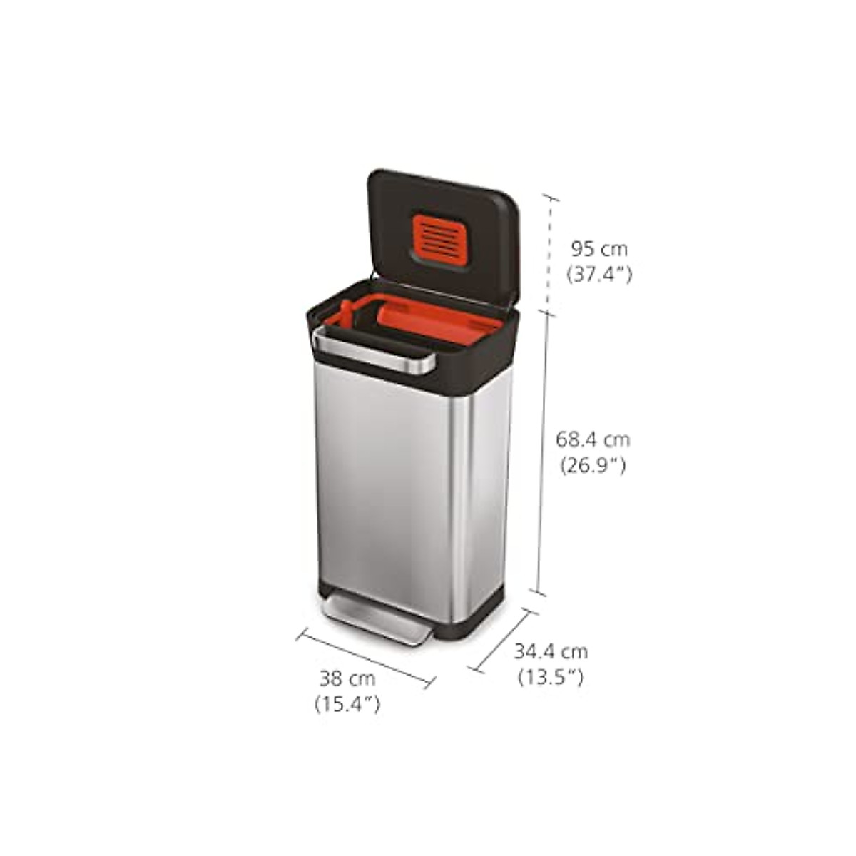 Joseph Joseph 30030 Intelligent Waste Titan Trash Can Compactor, 8 gallon / 30 liter, Stainless Steel