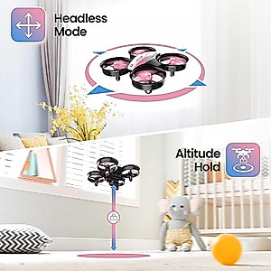 Holy Stone Mini Drone for Kids 8-12 and Beginners HS210 Pink RC Nano Quadcopter Indoor Drone with Circle Fly, Auto Hovering, 3D Flip, and Headless Mode, Great Gift Toy for Boys and Girls