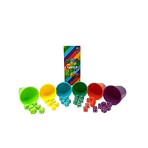 Regal Games - Farkle Fiesta - Fun Family-Friendly Dice Game - Includes 6 Multi-Colored Cups, 6 Sets of Colorful Dice, 20 Scorecards - Ultimate Party Game - Ages 8+