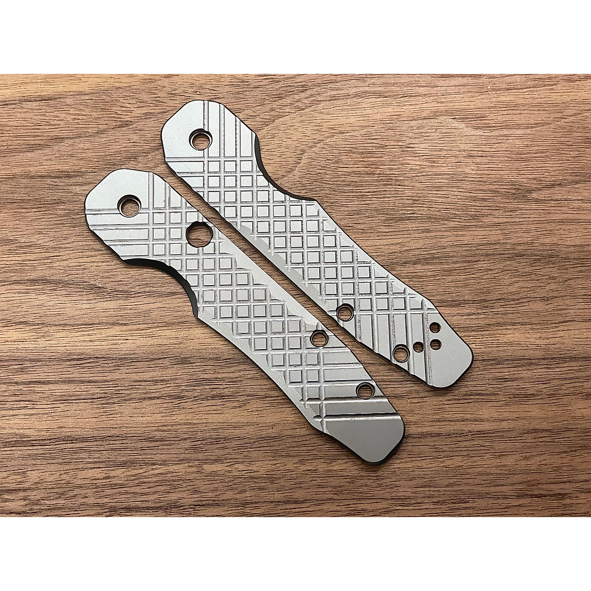 Black engraved FRAG milled Titanium Scales for Spyderco SMOCK