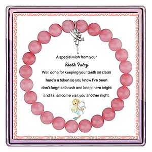 ARHTF Tooth Fairy Bracelet Tooth Fairy Letter First lost Tooth Gift from Tooth Fairy Gift (Rose pink toothfairy)