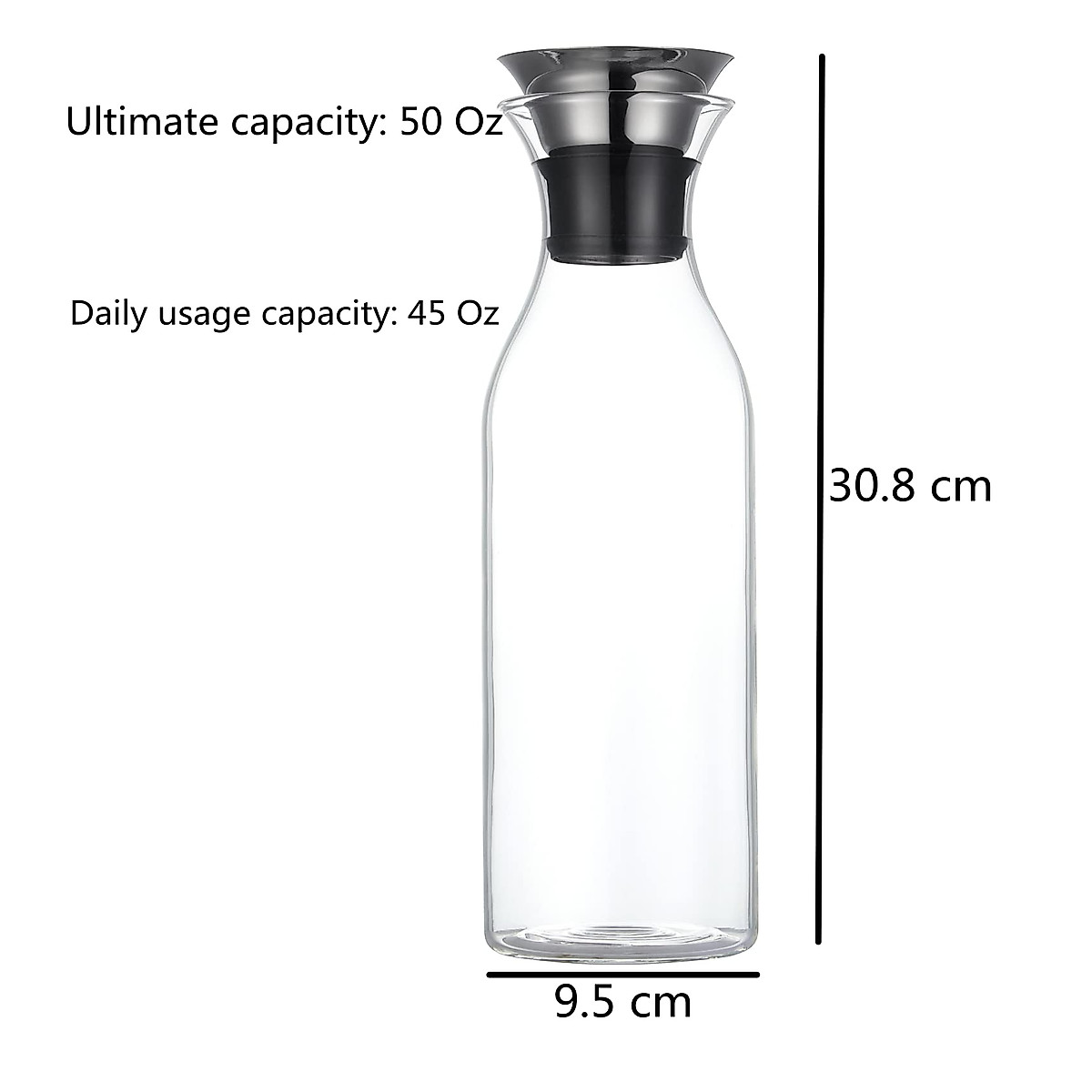 Karafu Glass Carafe with Lid, 50 Ounces Borosilicate Drip-free Glass Pitcher for Hot/Cold Water, Ice Tea and Juice Beverage