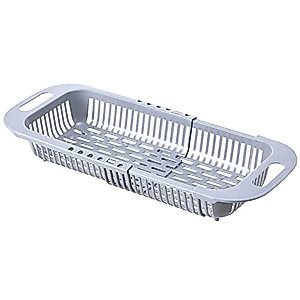 Creahappy 14inch Extendable Over the Sink Colander Strainer Basket Adjustable Strainer Sink Washing Basket Collapsible Colander Fruit Vegetable Strainer Drainer Basket for Kitchen Sink