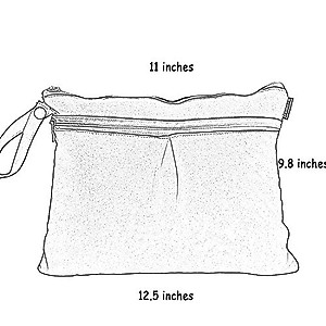 Damero 2pcs Travel Wet and Dry Bag with Handle for Cloth Diaper, Pumping Parts, Clothes, Swimsuit and More, Easy to Grab and Go (Small, Gray Arrows+ Black Arrows)