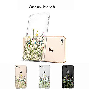 Unov Case for iPhone SE (2022) iPhone SE (2020) iPhone 8 iPhone 7 Case Clear with Design Embossed Floral Pattern TPU Soft Bumper Shock Absorption Slim Protective 4.7 Inch (Flower Bouquet)