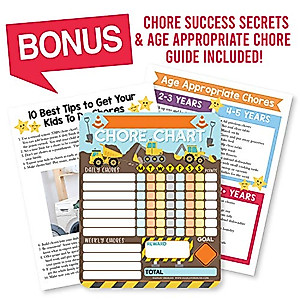 Construction Kids Chore Chart Magnetic, Reward Chart for Kids, Good Behavior Chart for Kids at Home, My Responsibility Chart for Kid, Magnetic Reward Chart for kids Behavior, Chore Chart for One Child