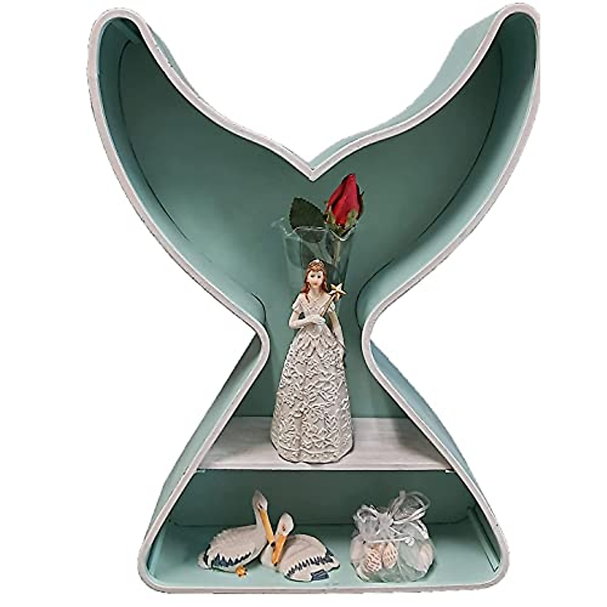 DRH - Metal Whale Tail Shelf - Nautical Standing Shelf Decor - Coastal Beach Themed Ornaments - Miniature Whale Tail Model Home Décor - Wall Hanging Shelf - Size: 17.3" x 5.2" x 24.3"