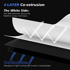 Crawl Space Vapor Barrier - 14 mil 10' x 50', Vapor Barrier for Crawlspace Encapsulation kit, Vapor Barrier Plastic Material, Crawlspace Liner, Heavy Duty Plastic sheeting, Black and White Panda Film