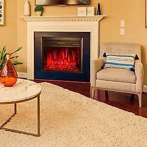 AckMizz Electric Fireplace Insert, 26 Inch Recessed Fireplace Heater in Wall with Remote Control, Adjustable Flame Brightness & Speed, 750W/1500W, Black (26" W X 22" H)