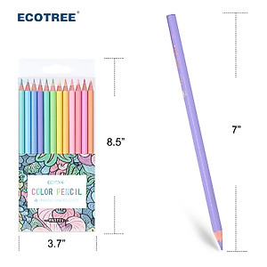 ECOTREE Macaron Colored Pencils, soften wood, Pastel coloring for adult and kids, Pack of 12