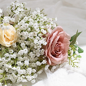 Yastouay Babys Breath Artificial Flowers, 6Pcs Fake White Babys Breath Flowers Artificial Bulk, Real Touch Faux Babies Breath Gypsophila Bouquet for Wedding Floral Arrangement Party Decor