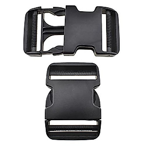 SGH Pro Extra Thick Military Grade Dual Adjustable Quick Side Release Buckles Clips Snaps 2" Wide 2 Pack No Sewing Heavy Duty Plastic Replacement for Nylon Strap Webbing Boat Cover Backpack Fanny Pack