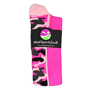 MadSportsStuff Pink Ribbon Awareness Camo OTC Socks (Neon Pink/Pale Pink, X-Large)
