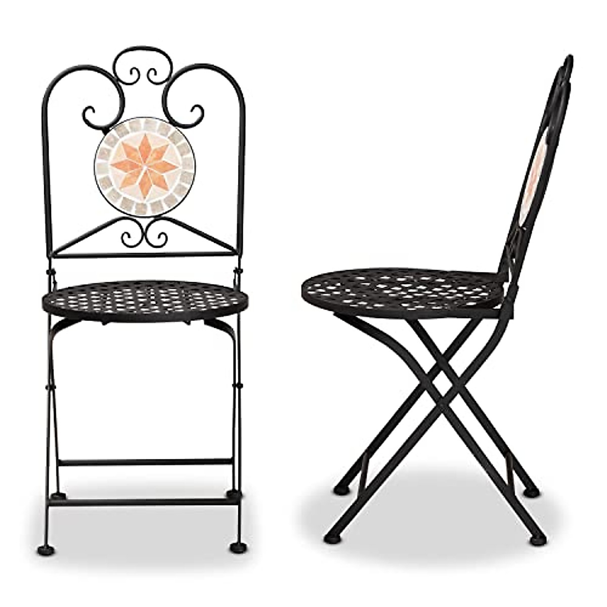 Baxton Studio Santina Black Metal Outdoor Dining Chair (Set of 2)