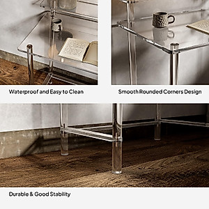 Eglaf Acrylic Desk - Home Office Desk with Monitor Stand - Modern Clear Desk Study Writing Table Computer Desk for Office, Living Room, Bedroom, 31.5" L x 19.7''W x 34.7" H