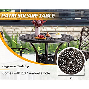 TITIMO 3 Piece Outdoor Bistro Table Set Cast Aluminum Table and Chairs Patio Furniture Antique Bronze