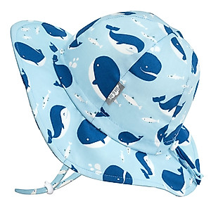 JAN & JUL Adjustable Foldable Toddler Boy UPF Sun-Hat, Breathable Cotton (M: 6-24 Months, Blue Whale)