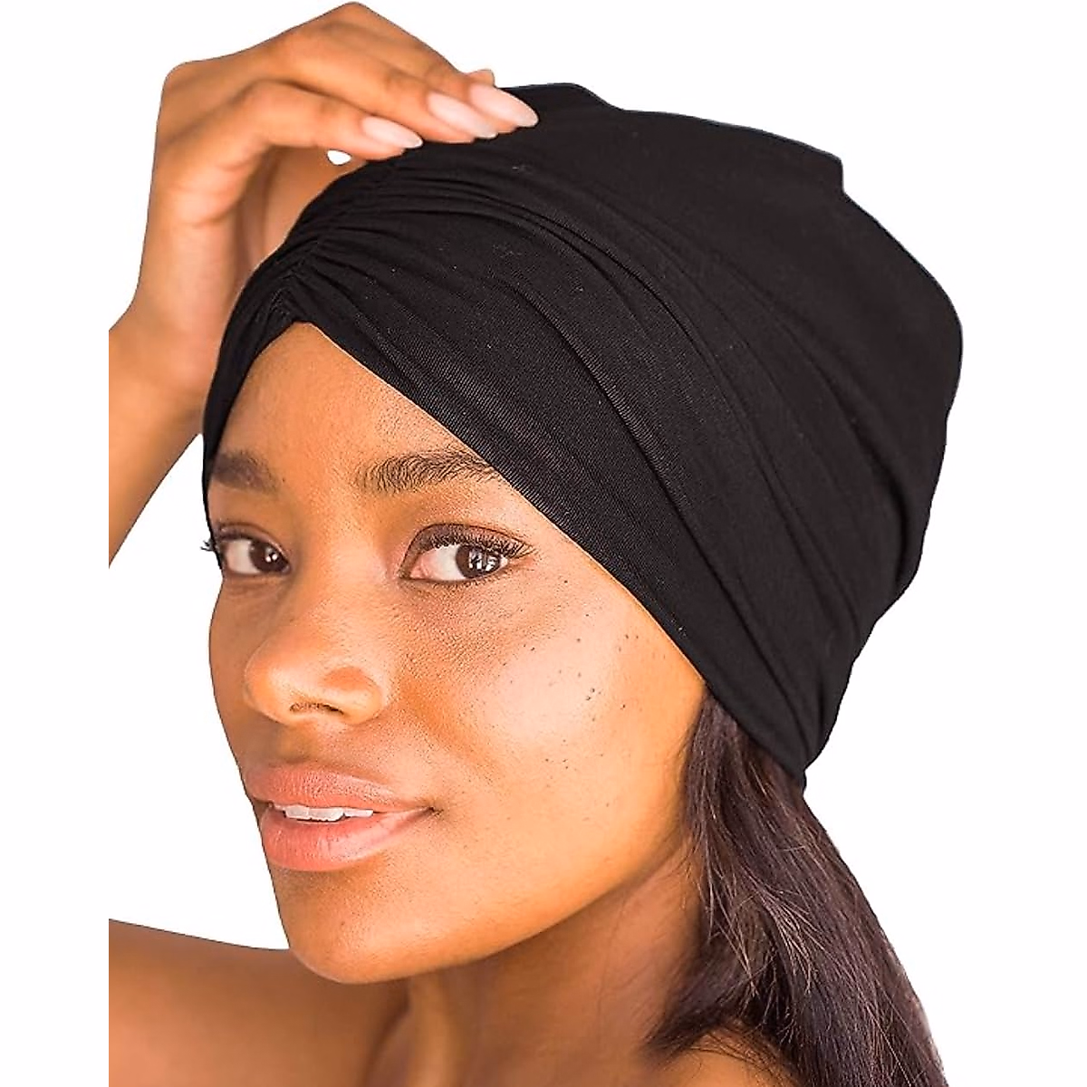 Kitsch Satin Lined Beanie for Women - Satin Beanie Night Cap, Satin Sleep Cap, Slouchy Beanie, Hair Cover for Sleeping, Softer Than Silk Bonnet for Sleeping, Satin Hair Cap Sleep Beanie (Black)
