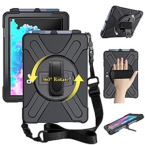 DreamerX Microsoft Surface Go 4 10.5 Inch (2023)/ Surface Go 3 2021/ Surface Go 2 (2020)/ Surface Go Case 10" (2018) with Hand Strap Stand Carrying Shoulder Strap Kids Friendly Shockproof Cover, Black