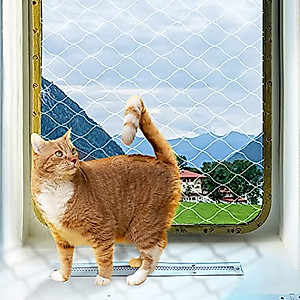 PAWISE Cat Safety Net, Cat Balcony Net Pet Anti-Fall Netting for Window Stairs,Dog Fence Nets Transparent（6m x 3m）