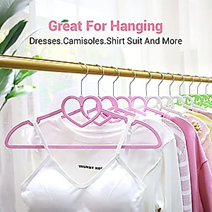 ZRKFSR Plastic Hangers 20 Pack, Pink Hangers Ultra Thin Space Saving-Heart Shaped Plastic Hangers Clothes Hanger with 360 Degree Swivel Hook-Strong and Durable Adult Coat Hangers for Dress,Shirt,Coats